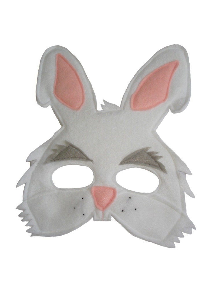 Children's Animal White RABBIT Felt Mask