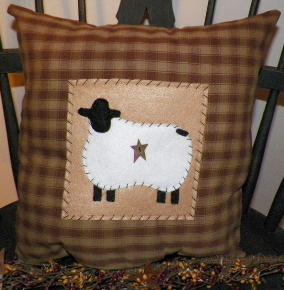 UNSTUFFED Primitive Pillow Sheep Country Rustic Home Decor