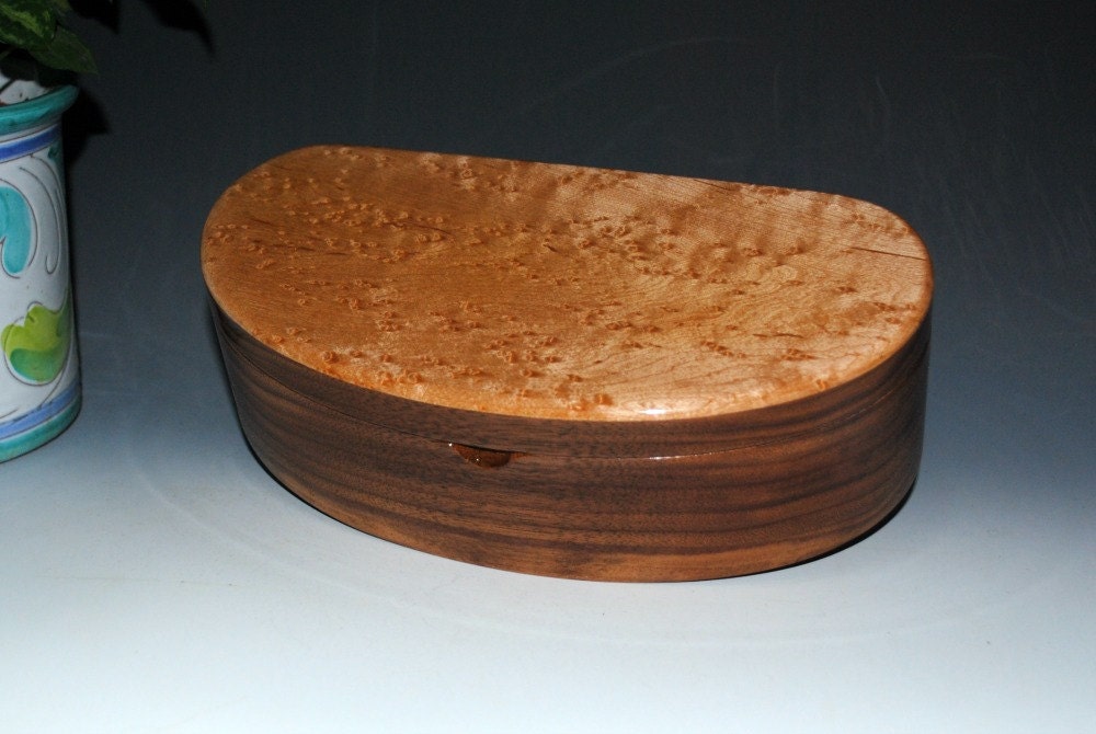 Handmade Kidney Shaped Wooden Box With a Tray, Wood Jewelry Box or ...