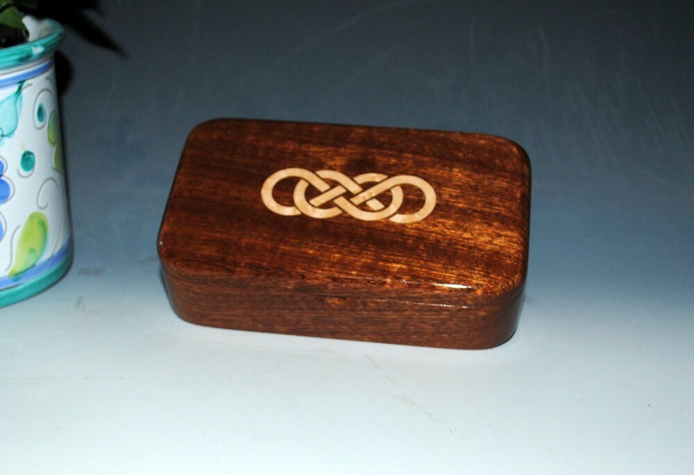 Mahogany Wood Treasure Box With Inlaid Birdseye Maple Double Infinity ...