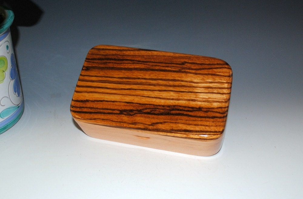 Zebrawood on Cherry Handmade Wooden Treasure Box, Jewelry Box, Desk Box ...