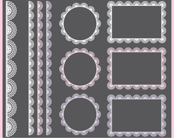 Digital Clip Art Circle Frames Pretty Pink Hearts | Etsy