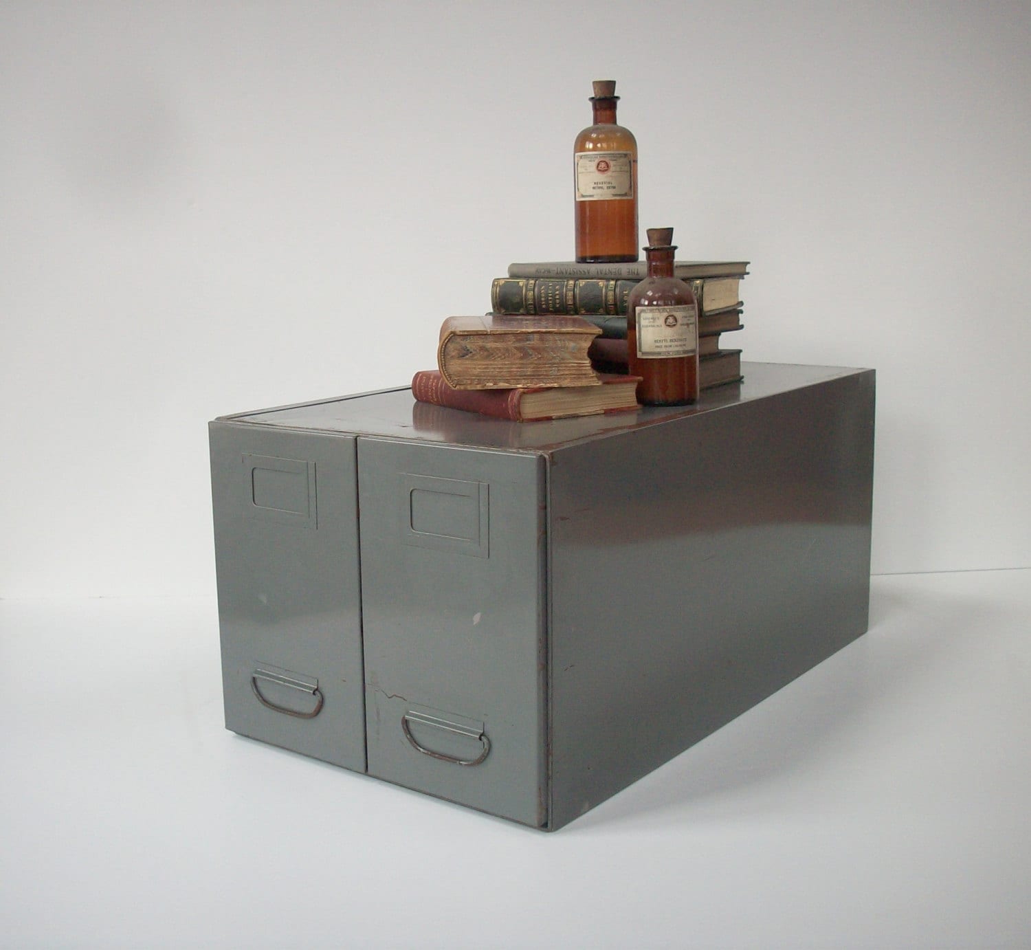 Vintage 2 Drawer Metal Desktop File Drawer Storage Box / Large – Haute ...