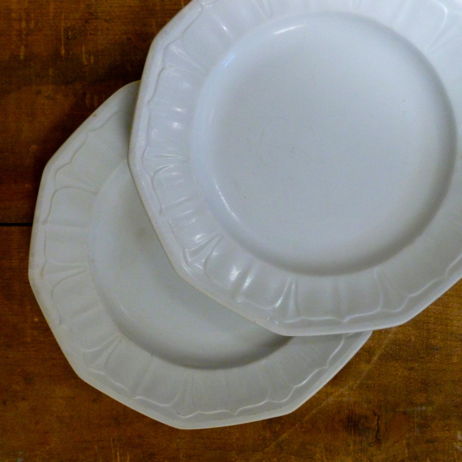 Pair of Antique White English Ironstone Plates – Haute Juice