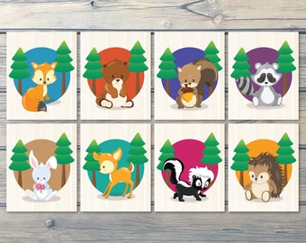 Items similar to Woodland Creatures Series - ALL 12 PRINTS bear ...