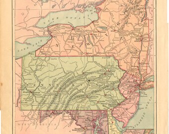 Mid atlantic map | Etsy