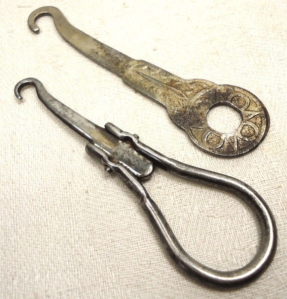 Pair of small vintage metal button hooks vintage/antique