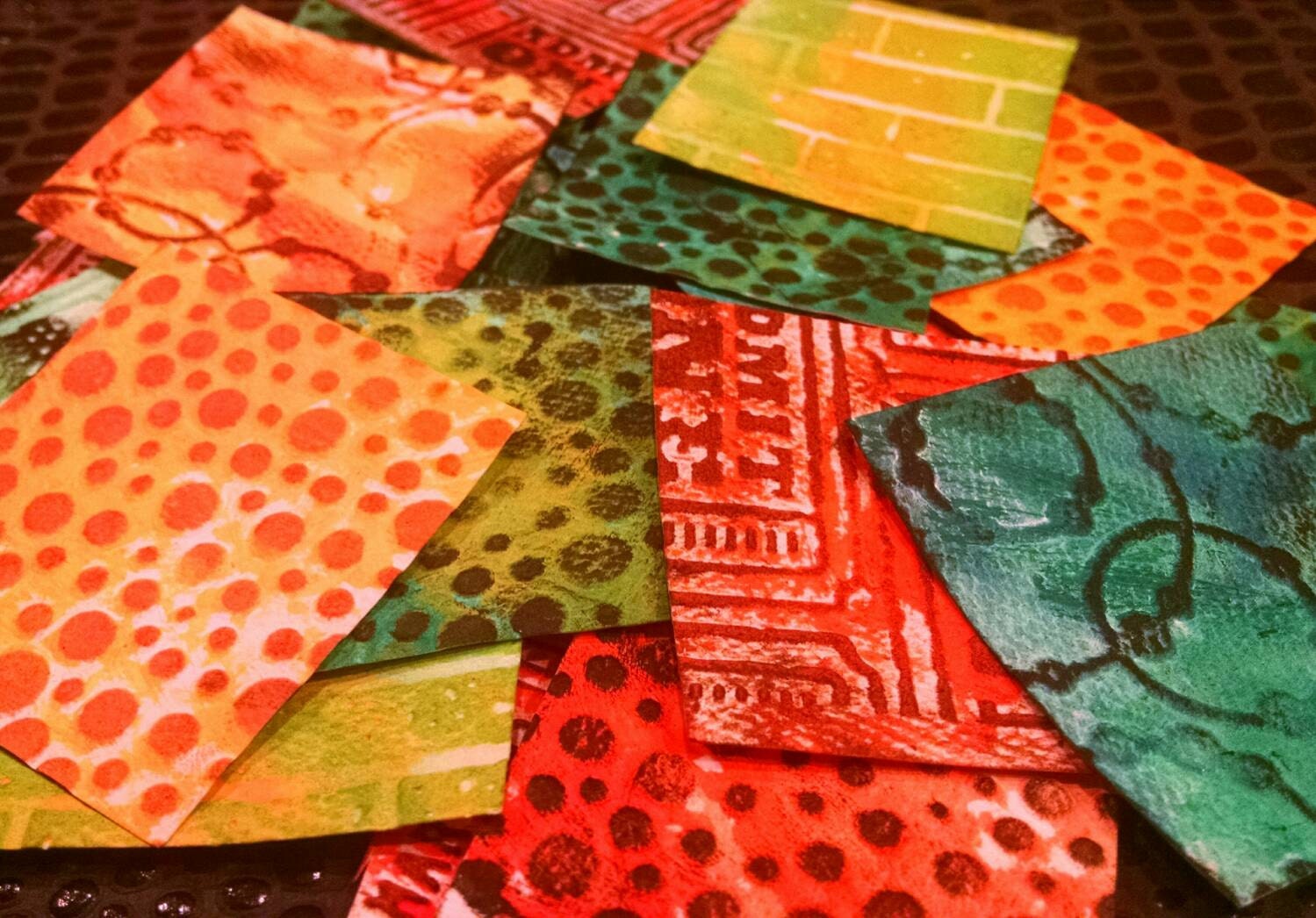 Mosaic embossed collage Paper squares / collage supplies