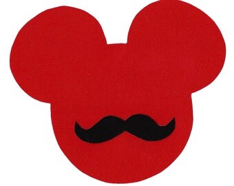Mickey Mouse with mustache iron on applique - DIY