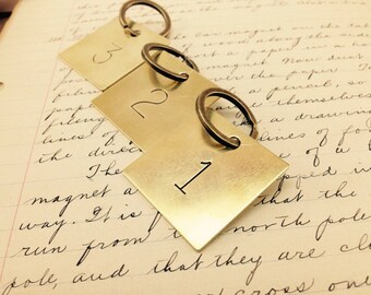 Hotel room number and key brass tags set Custom by aVintageParcel