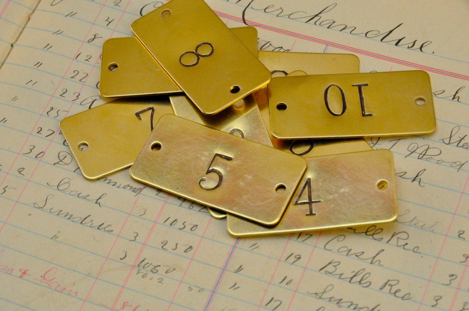 Hotel room number rectangle brass plate Custom hand punched