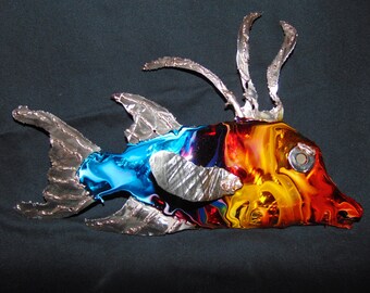 Metal fish yard art | Etsy