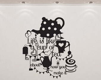 Tea cup wall decal | Etsy