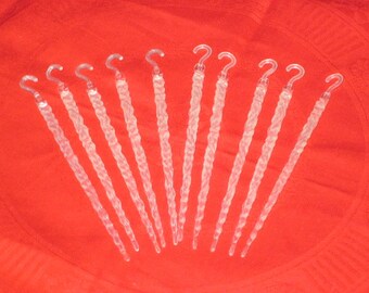 Items similar to 6 Beautiful Crocheted Spiral Icicles (clear) on Etsy