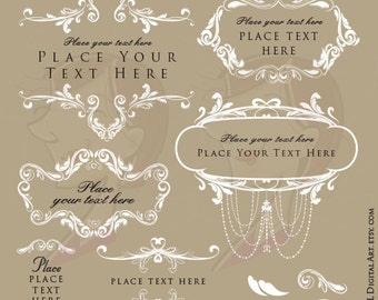 Gold Flourish Frames Swirl Clip Art Vintage Borders Antique