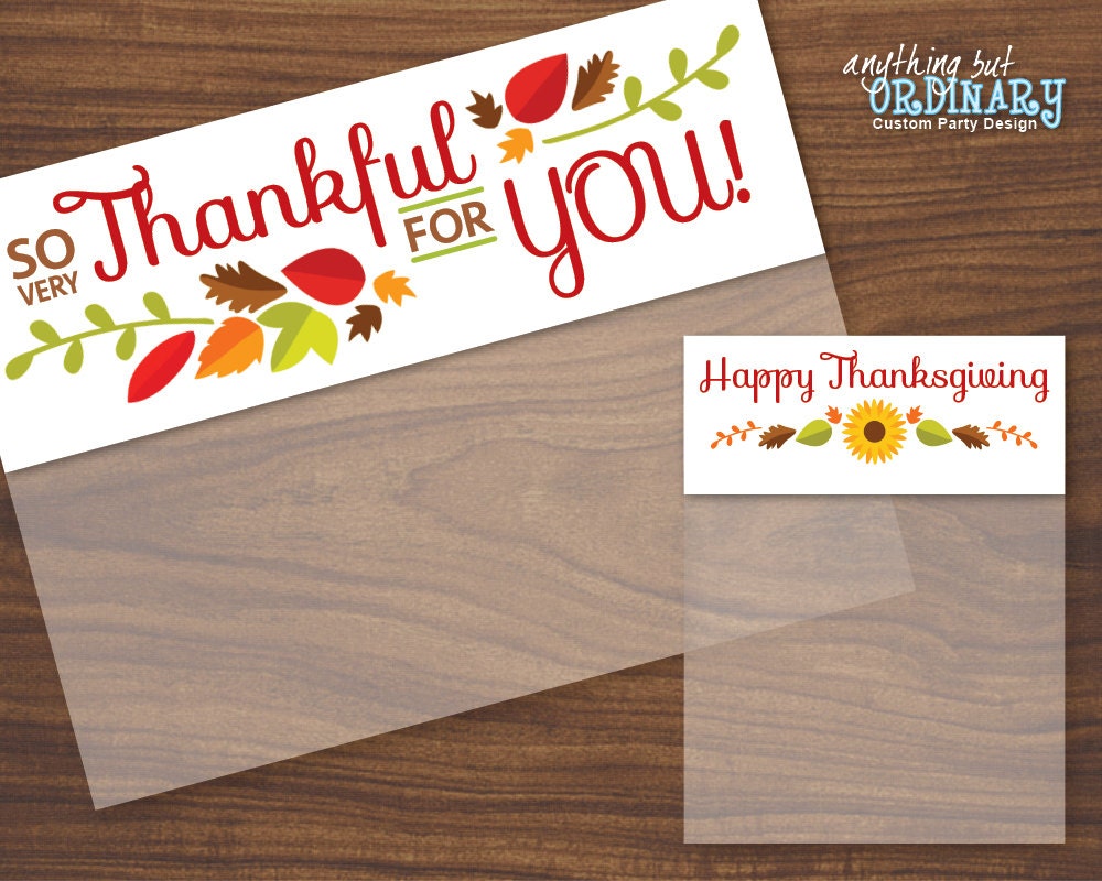 Thankful for You Bag Toppers Editable Thanksgiving Treat Bag