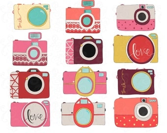 Items similar to Camera- Digital Clipart- Whimsical Photographer's ...