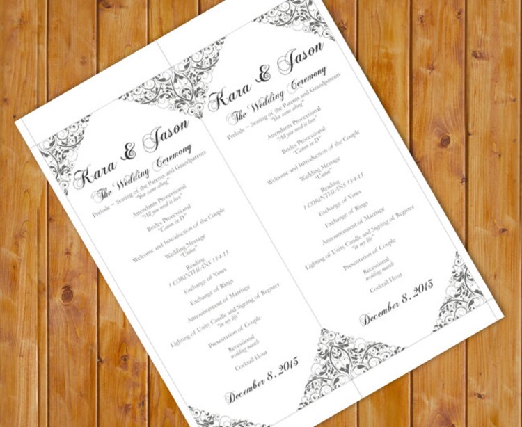 Wedding Program Template DIY Editable Word by TheDesignsEnchanted