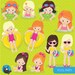 Pool party girls clipart commercial use kids vector graphics