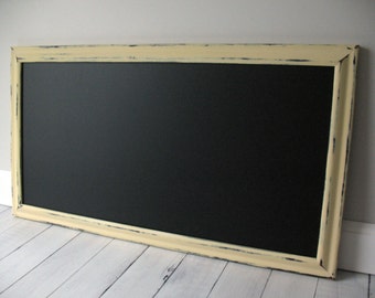 Items similar to Distressed yellow chalkboard/ Shabby Chic/ message ...