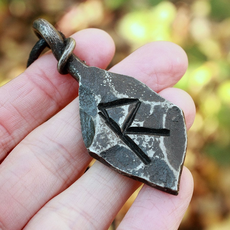 Forged Iron Raido Rad Rune Viking Amulet Runic Nordic Pendant