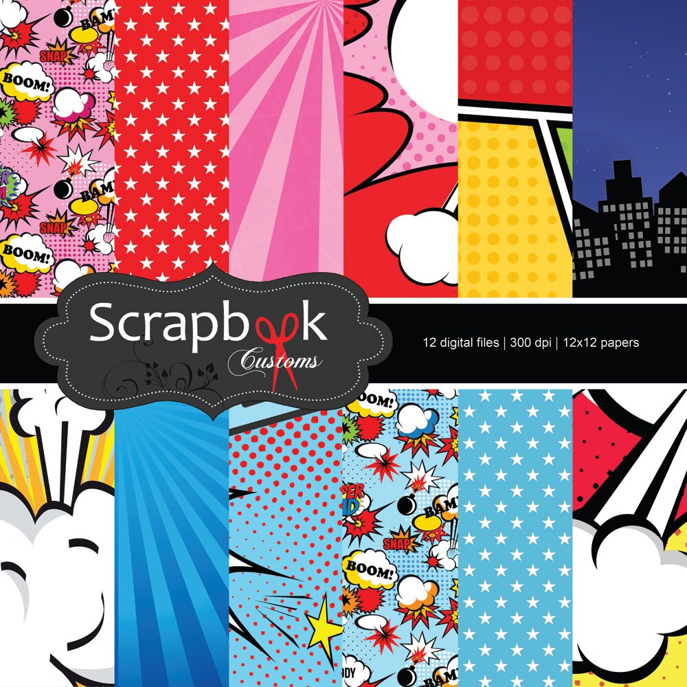 Superhero Digital Paper. Instant Download. Super Dad. Super