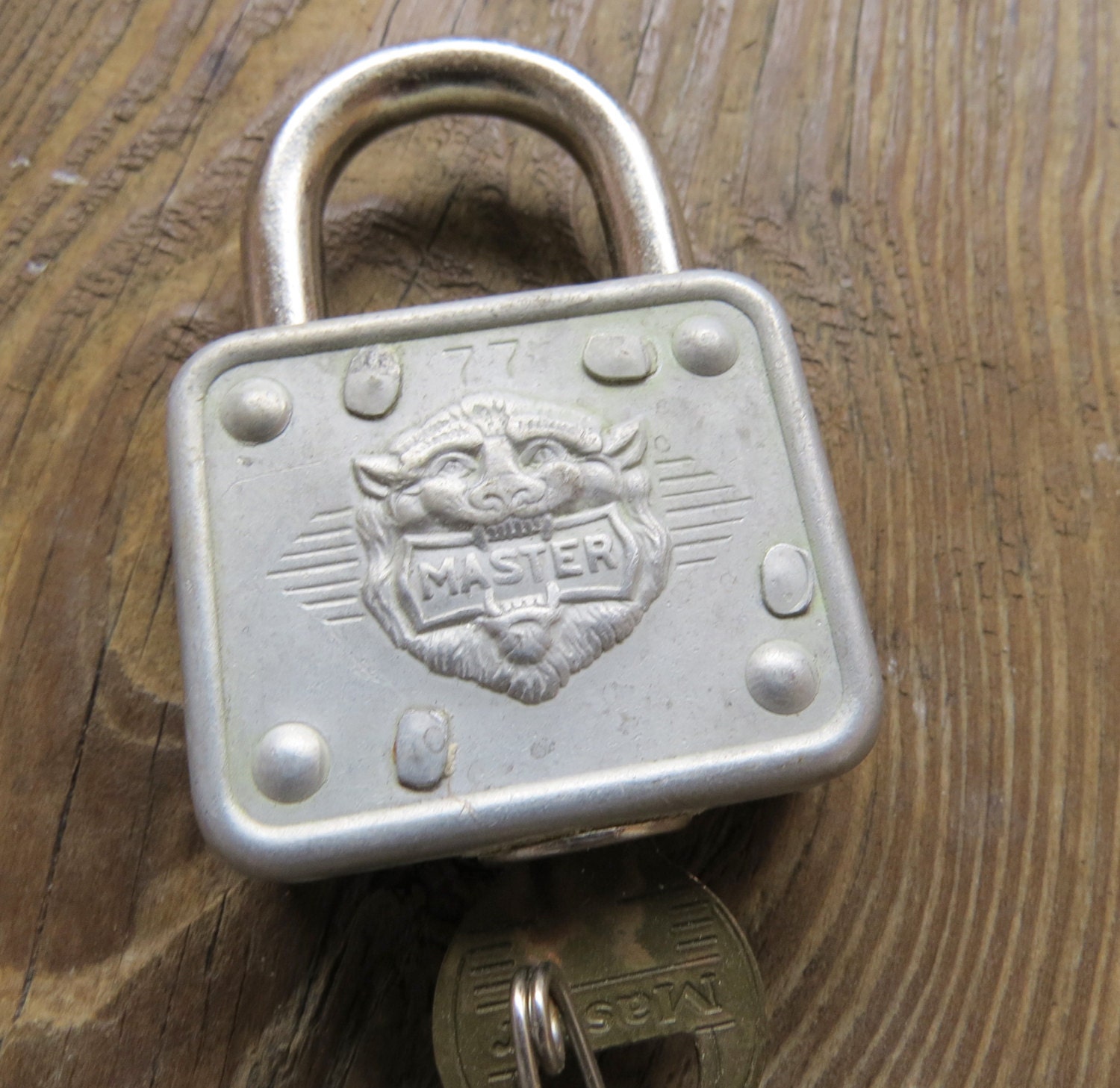 Vintage Master Lock no. 77 with Key Padlock by PicardsGeneralStore