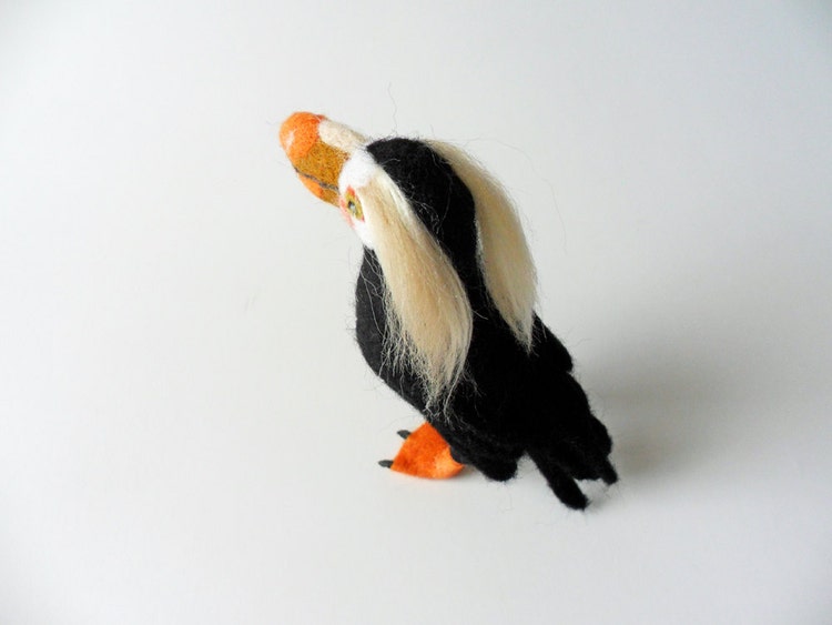 Needle Felted Tufted Puffin Animal Wool Felt Soft by ZeMode