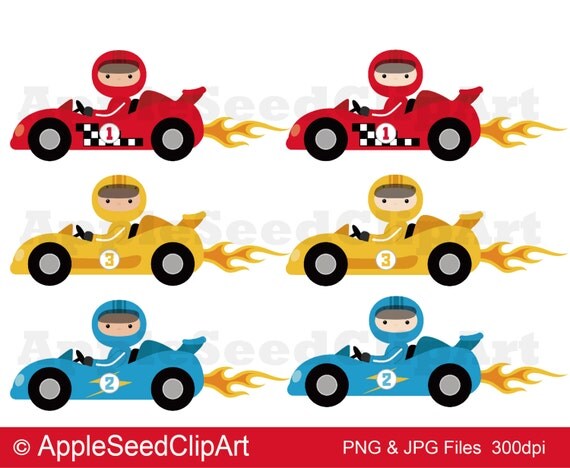 Race Car Digital Clip Art Instant Download Cute boys Digital