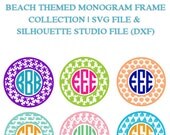 Items similar to Beach Themed Monogram Frame Collection for Cutting ...