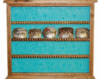 Belt Buckle Display Case With 8x10 Picture Frame Trophy