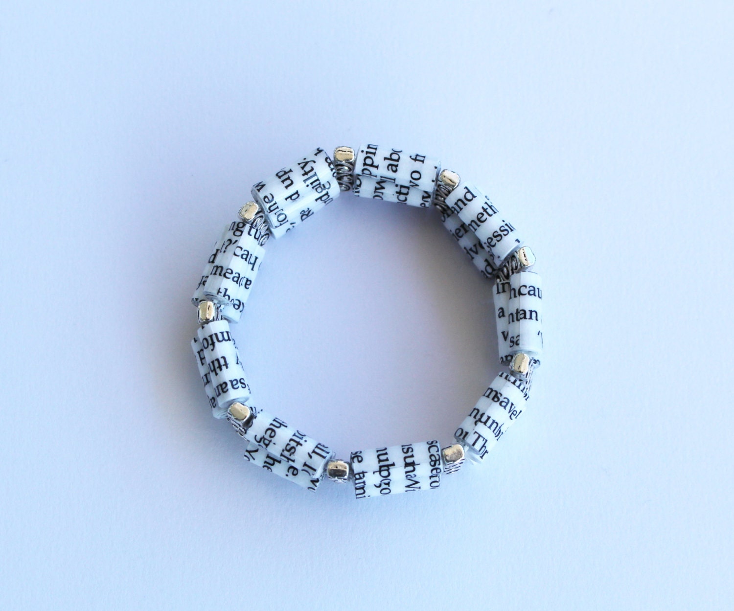 Book page paper bead bracelet by MagdaCrafts on Etsy