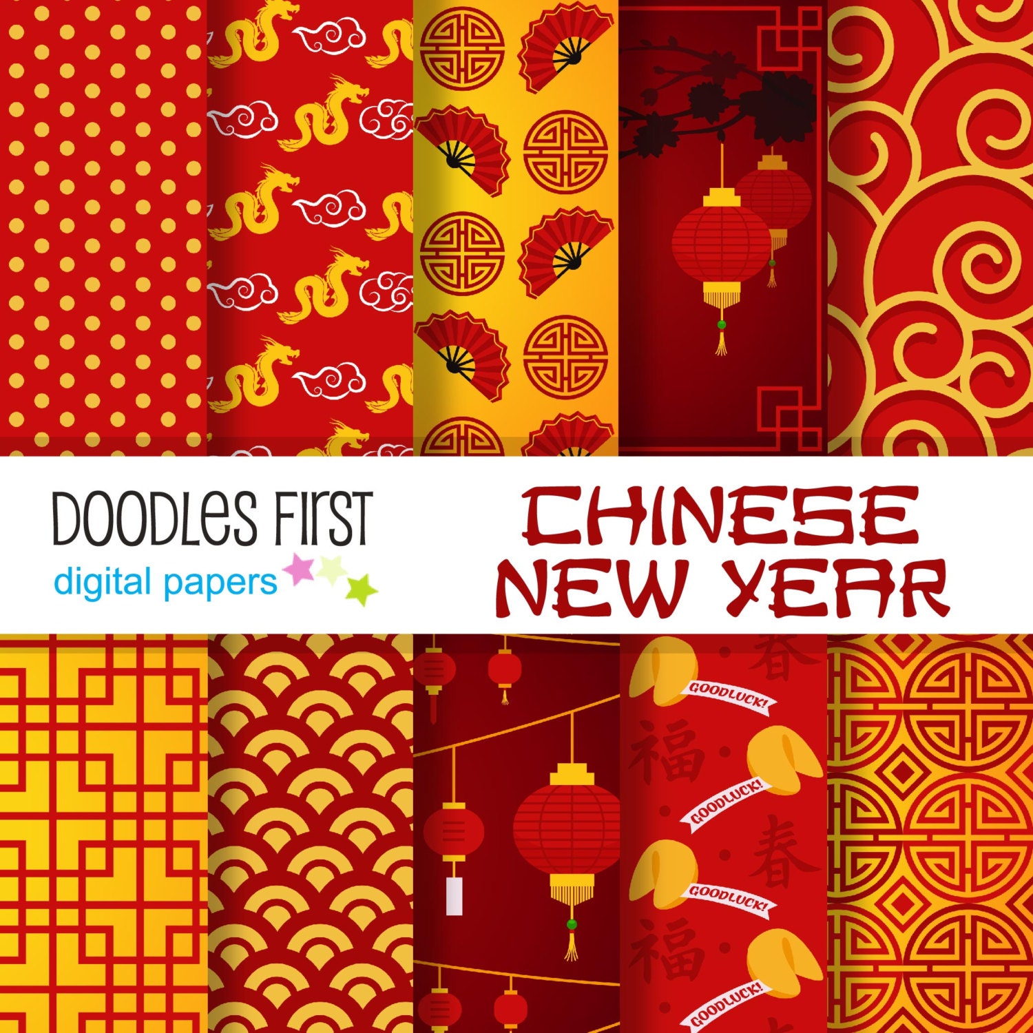 Chinese New Year Digital Paper Pack Includes 10 for