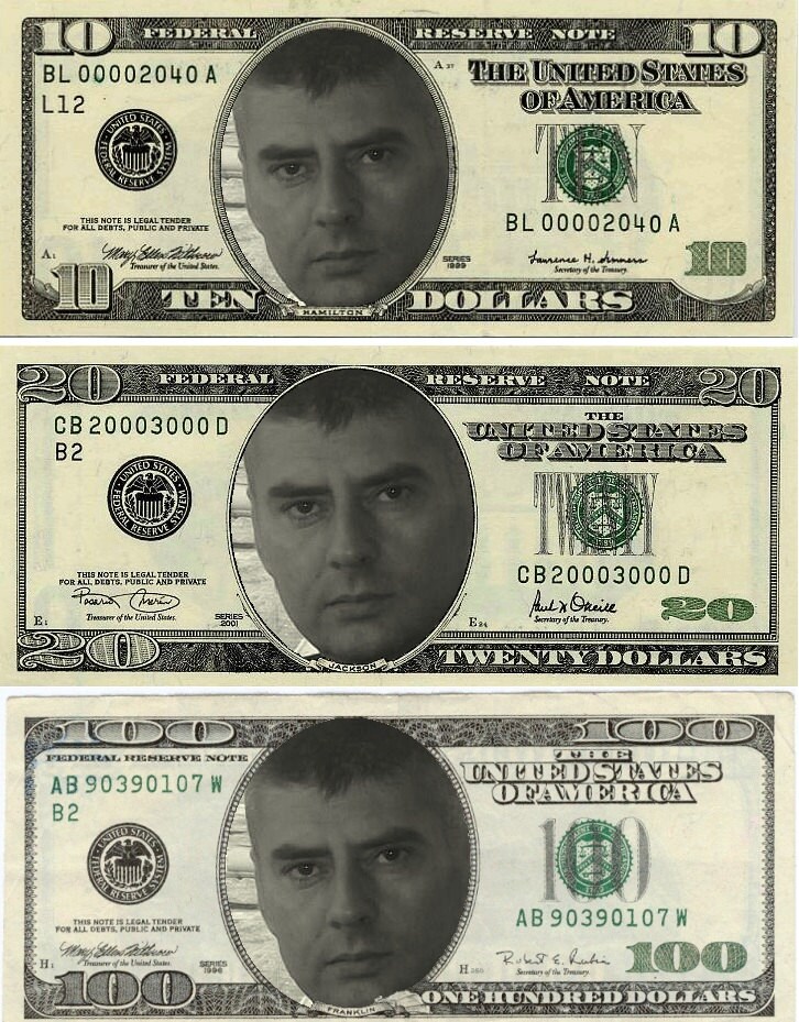 I will put your Face on the Dollar Bill a Set of 1 2 5