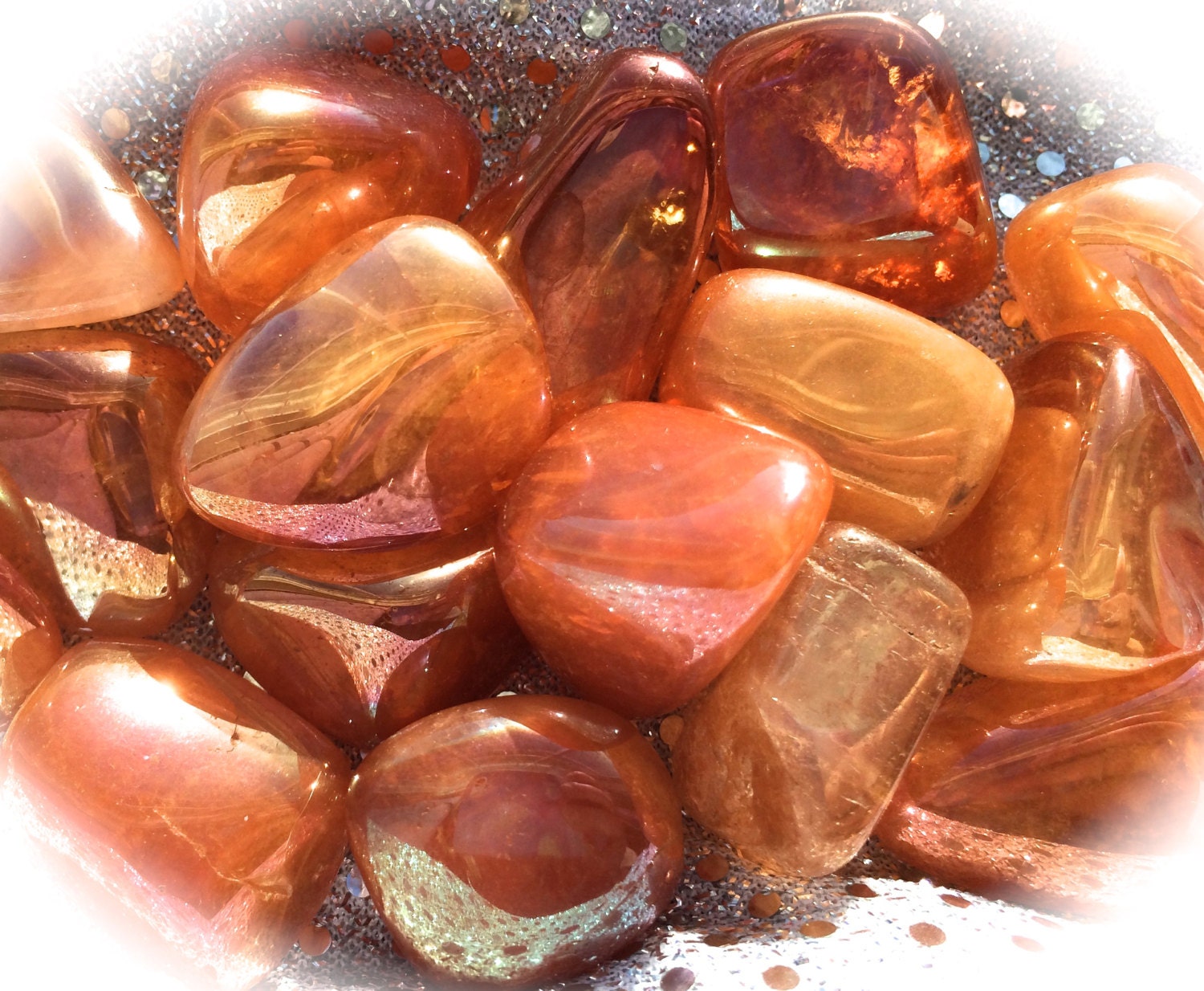 Orange Aura ROSE Quartz Crystal Grid Full Moon Charged