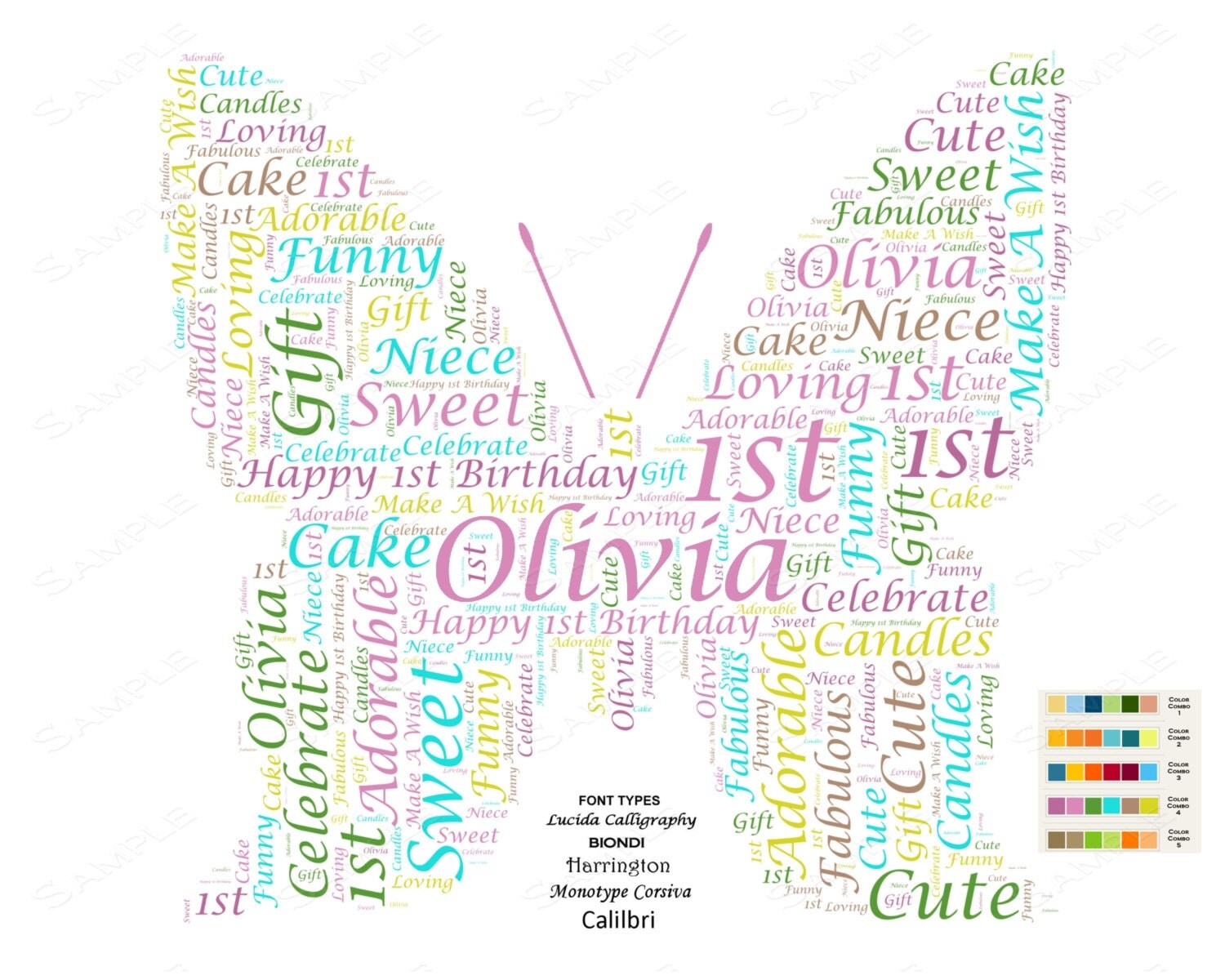 Personalized 1st 2nd 3rd 4th 5th Word Cloud Art by Designbyword