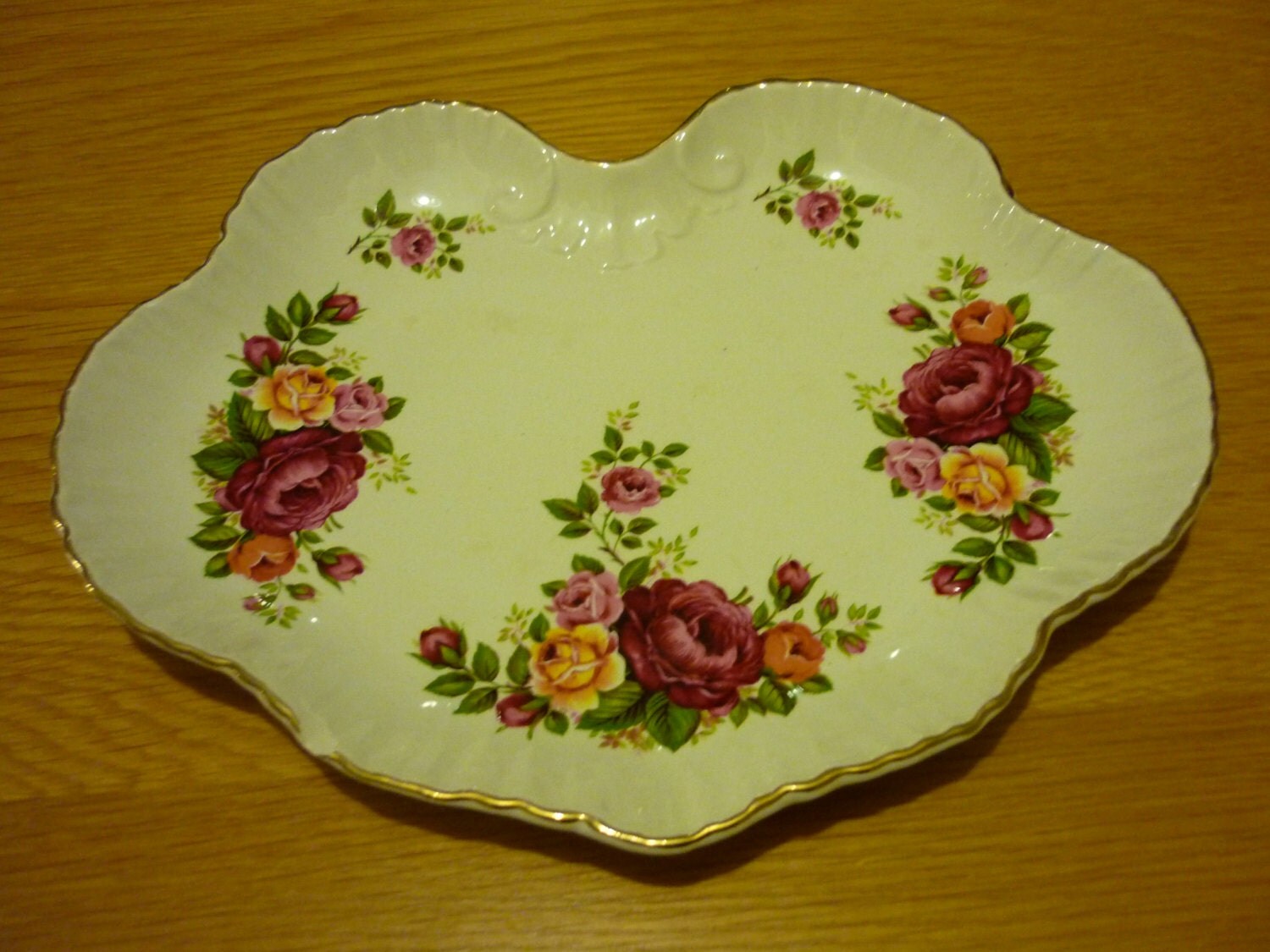 Vintage Nut Sweets Dish Garland Rose Pattern. Old Foley James Kent ...