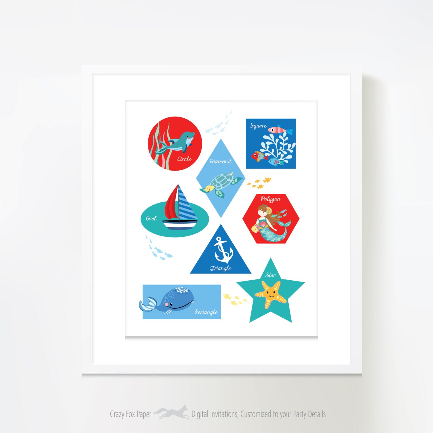 Shapes Wall Art Under the Sea theme Nautical by crazyfoxpaper