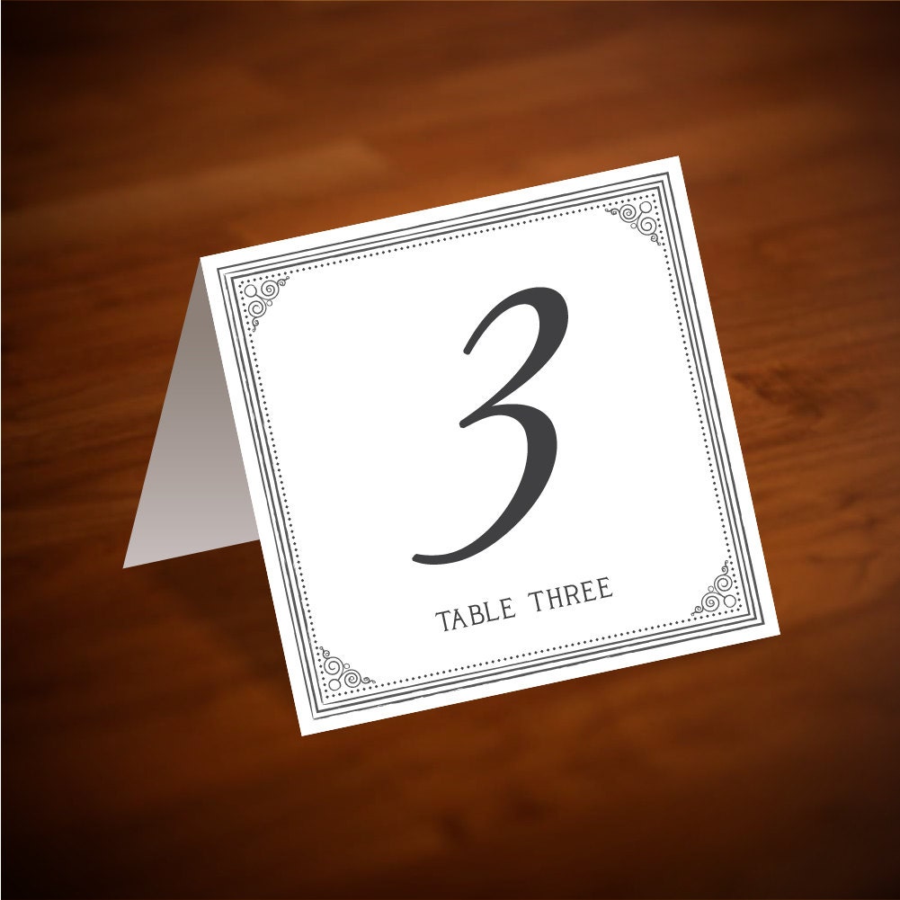 Printable Table Number Template Wedding Table Number