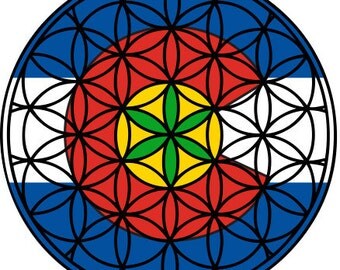 Colorado flag flower of life Pin 1.25 inch by eARThsPEAKdesigns
