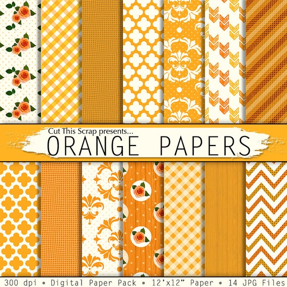 Orange Digital Paper: Orange paper pack orange pattern