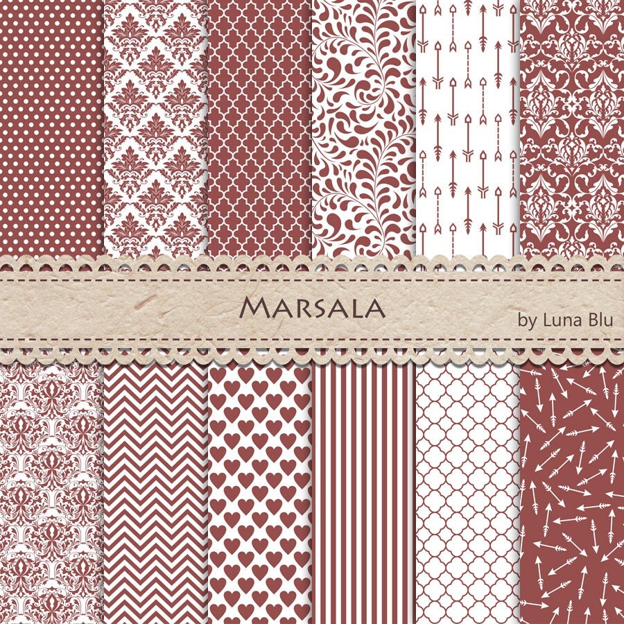 New Item added to my shop:Marsala Digital Paper: “Marsala Patterns ...