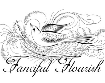 Popular items for bird flourish on Etsy