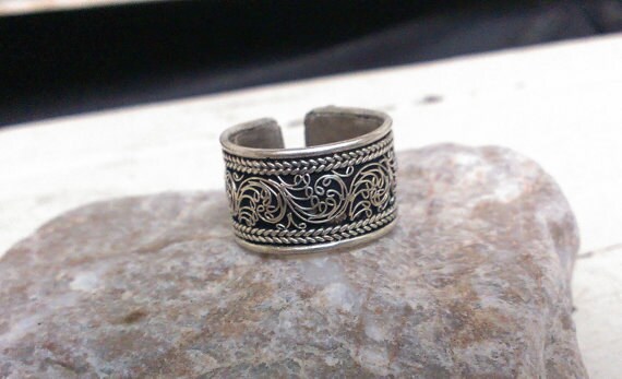 Tibetan mantra ring – Tribal Gypsy Lotus filigree ring of Tibetan ...