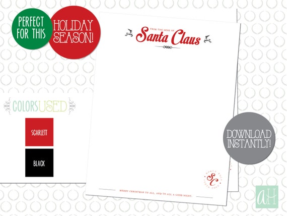 Items similar to Printable From the Desk of Santa Letterhead, Instant ...
