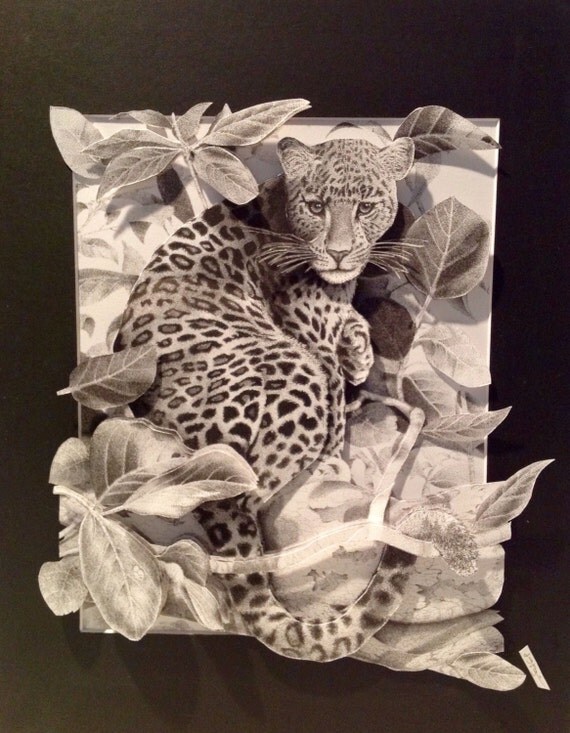 3D Paper-Cut of Leopard in Jungle