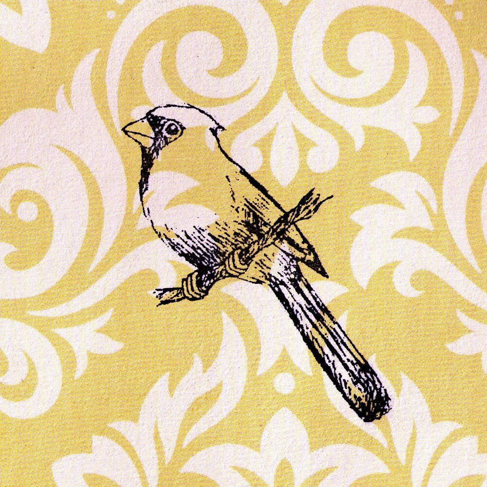 Bird Stamp: Cardinal on a Branch Wood Mounted Rubber Stamp