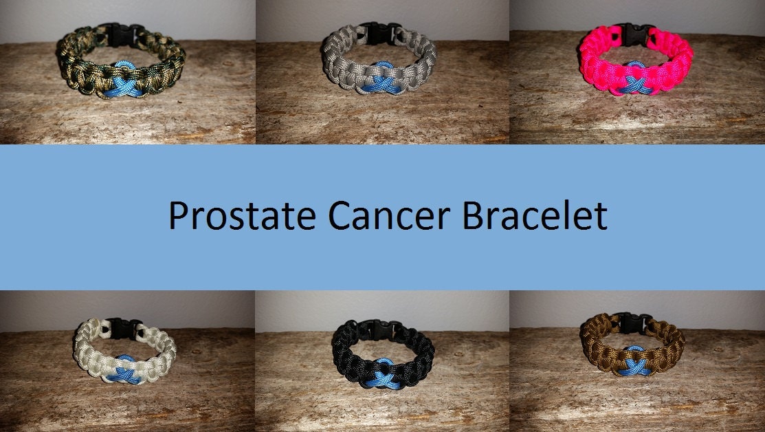 Prostate Cancer Awareness 550 paracord survival bracelet light blue ribbon
