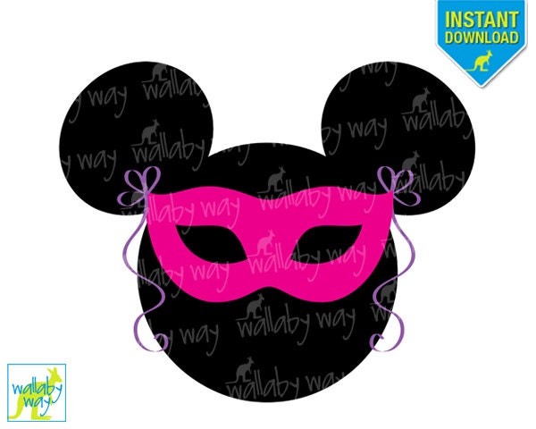 Minnie Masquerade Mask Printable Iron On Transfer or Use as