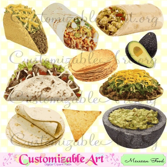 Mexican Food Clipart Digital Mexican Food Meal by CustomizableArt
